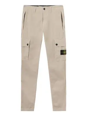 Stone Island Slim-fit Cargo Trousers With Zip Pockets - Sand