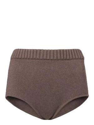 Magda Butrym Ribbed-knit Cotton High-rise Shorts - Brown