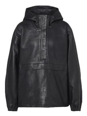 RÓHE Oversized Hooded Leather Anorak - Black