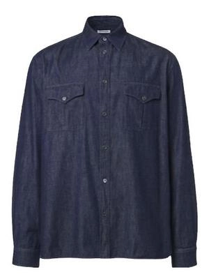 JIL SANDER Cotton Chambray Shirt - Blue
