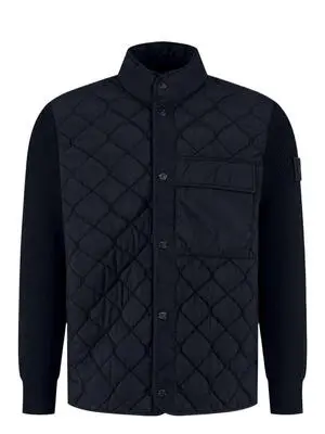Stone Island Quilted Jacket With Logo Patch - Blue