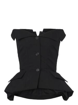 Magda Butrym Peplum Cotton Bustier Top - Black