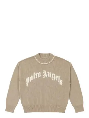 Palm Angels Long-sleeve Knit Top With Ribbed Details - Brown