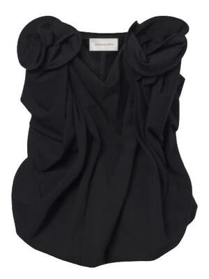 Magda Butrym Floral Appliqué Wool-blend Top - Black