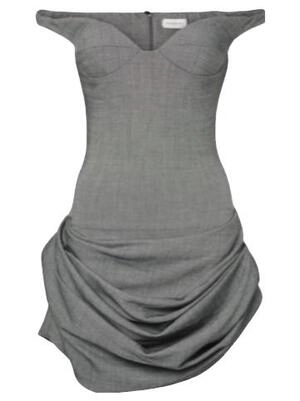 Magda Butrym Off-shoulder Sweetheart Neckline Wool-blend Mini Dress - Grey
