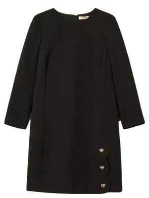TWINSET Short Crepe Dress With Scalloped Slits - Black