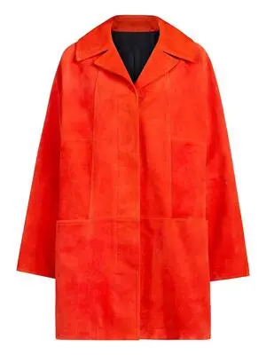 Alaïa Trapeze Suede Coat - Red