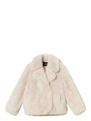 TWINSET Cropped Faux Fur Coat - Soft Gray