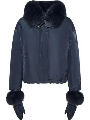 YVES SALOMON Yves Salomon Short Technical Fabric Down Jacket With Detachable Fox Fur