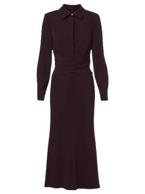 ROLAND MOURET Roland Mouret Draped Crêpe Midi Shirt Dress