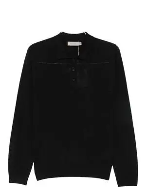 Canali Long Sleeve Polo Shirt - Black