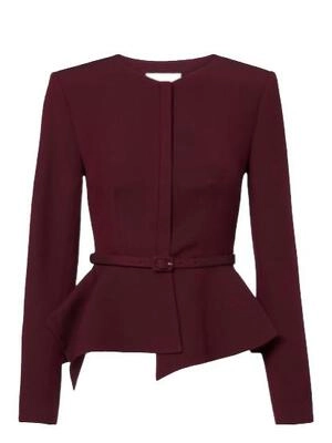 Roland Mouret Belted Peplum Wool And Silk Jacket - Red