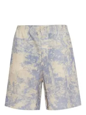 Off-White Printed Elastic Waist Shorts - Cream