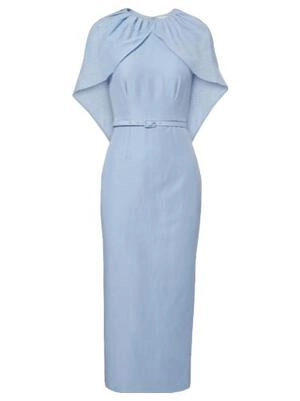 Roland Mouret Belted Caped Midi Dress - Blue