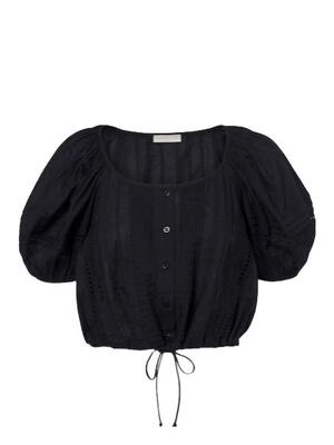 Ulla Johnson Ulla Johnson Clara Embroidered Cotton Crop Top Black