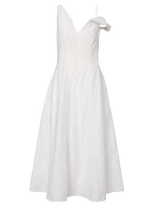 RÓHE Off-shoulder Cotton-blend Midi Dress - White