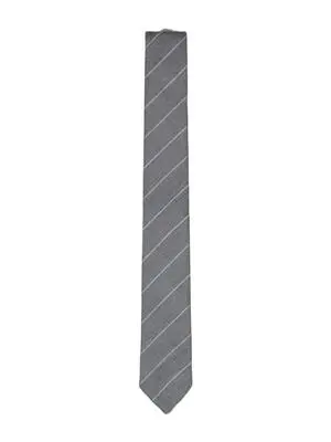 Thom Browne Pinstripe Tie With Rwb Stripe Detail - Gray