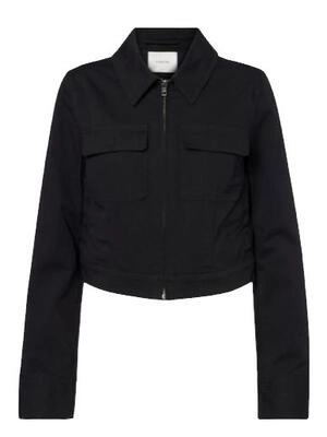 Vince Cropped Cotton Jacket - Black