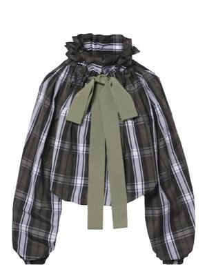 PATOU Checked Top With Bow Detail - Black