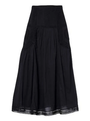 Ulla Johnson Alice Embroidered Tiered Cotton Midi Skirt - Black