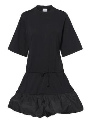 PATOU Cotton A-line Minidress With Faille Hem - Black