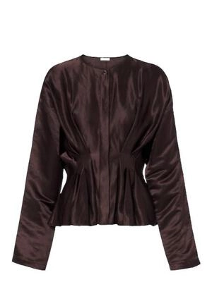 JOSEPH Erin Pleated Linen And Silk Blouse - Brown