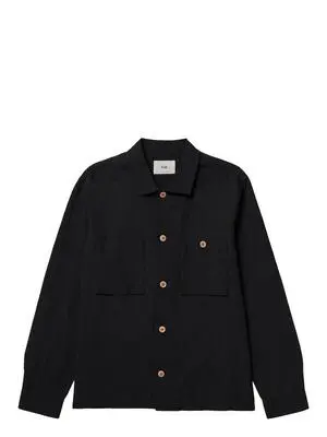 Folk Patch Linen And Cotton-blend Overshirt - Blue