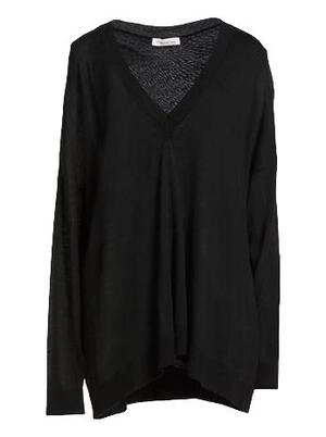 MANILA GRACE Oversized V-neck Sweater - Black
