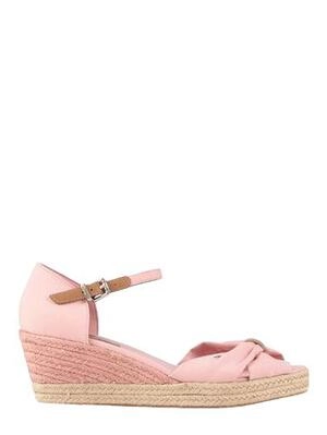 Tommy Hilfiger Cotton & Leather Wedge Sandals - Pink