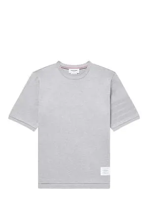 Thom Browne Logo-appliquéd Striped Cotton-jersey T-shirt - Gray