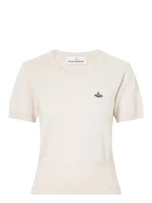 VIVIENNE WESTWOOD Bea Logo-embroidered Wool T-shirt - Gray