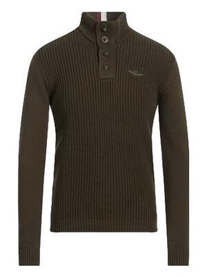 AERONAUTICA MILITARE Ribbed Knit Mock Neck Sweater With Embroidered Logo - Green