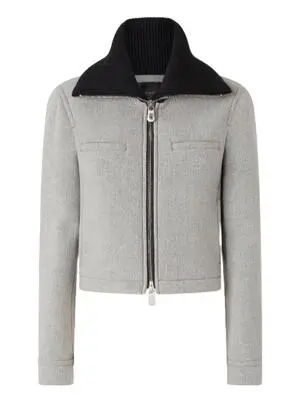 Pinko Ribbed Collar Zip-up Jacket - Gray