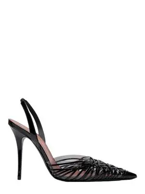 Amina Muaddi Pointed Toe Slingback High Heels - Black