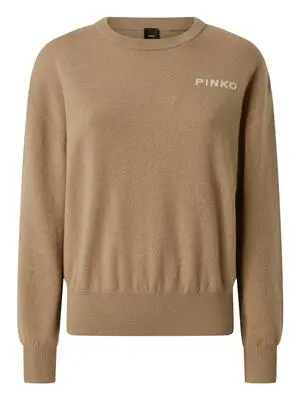 Pinko Martinica Logo Intarsia Jumper - Brown