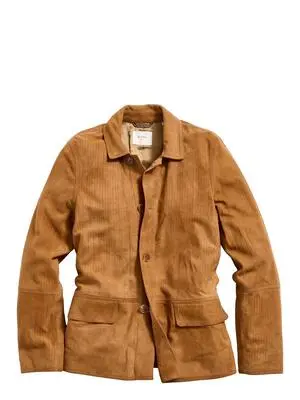 Billy Reid Perforated Suede Collared Jacket - Tan