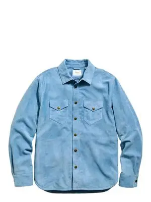 Billy Reid Savoy Featherweight Suede Workshirt - Provence