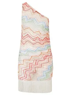 Missoni One-shoulder Fringed Mesh Mini Dress - Multi