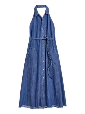Billy Reid Denim Halterneck Shirt Dress - Blue