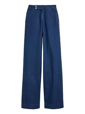 Billy Reid Denim Wide Leg Trousers - Navy