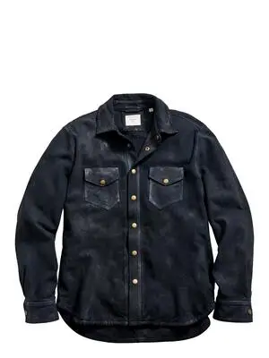 Billy Reid Savoy Waxed Suede Workshirt - Navy