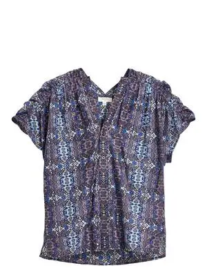 Billy Reid Printed Cotton-silk Blend Blouse - Blue
