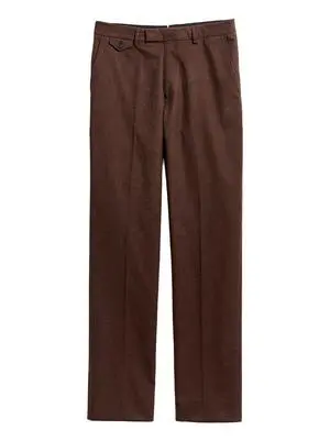 Billy Reid Flannel Flat Front Trousers - Chocolate Heather
