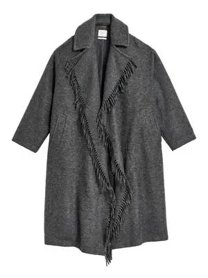 Billy Reid Long Blanket Fringe Coat - Grey