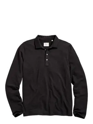 Billy Reid Long Sleeve Herringbone Polo - Black