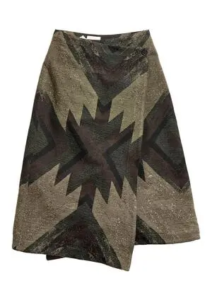 Billy Reid Plank Jacquard Wrap Skirt - Navy Multi