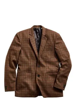 Billy Reid Virgin Wool Houndstooth Notch Lapel Blazer - Brown Multi