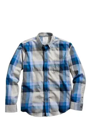 Billy Reid Large Scale Plaid Melange Tuscumbia Shirt Button Down - Blue Multi