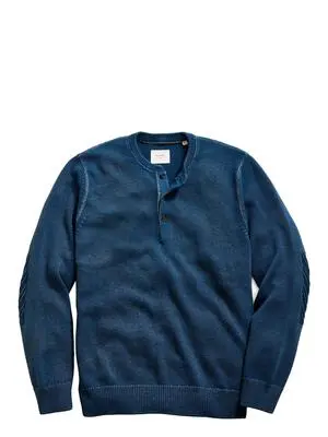 Billy Reid Garment-dyed Henley Sweater - Tide Blue