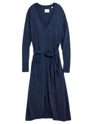 Billy Reid V-neck Long Sleeve Sweater Dress - Blue